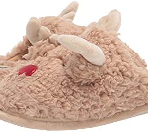 Dearfoams Women's Shay Giftable Holiday Themed Novelty Scuff Slipper, Reindeer, Large