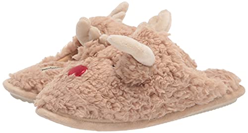 Dearfoams Women's Shay Giftable Holiday Themed Novelty Scuff Slipper, Reindeer, Large