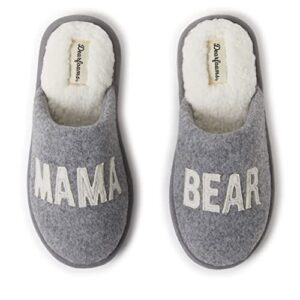 dearfoams women's gifts for mom cute cozy mothers day mama bear slipper, light heather grey, 9-10