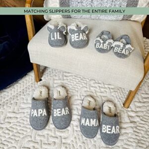 Dearfoams Women's Gifts for Mom Cute Cozy Mothers Day Mama Bear Slipper, Light Heather Grey, 9-10