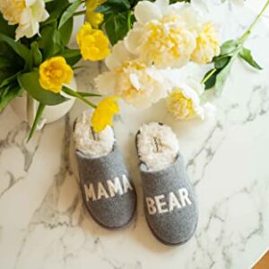 Dearfoams Women's Gifts for Mom Cute Cozy Mothers Day Mama Bear Slipper, Light Heather Grey, 9-10