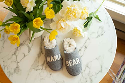 Dearfoams Women's Gifts for Mom Cute Cozy Mothers Day Mama Bear Slipper, Light Heather Grey, 9-10