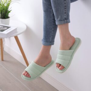 shevalues Summer House Slippers for Women Men Breathable Waffle Indoor Slippers Slip-on Open Toe Home Shoes, Green 7.5-8.5 Women Men/6-7men