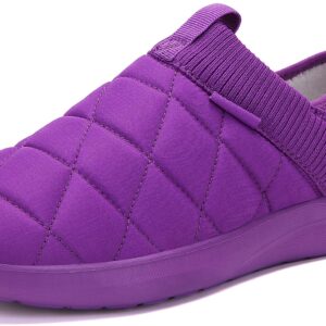 KUBUA Slippers for Men and Womens Indoor House Shoes Plush Slip on Outdoor Garden Loafers Purple 9 Women / 7 Men