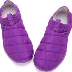 KUBUA Slippers for Men and Womens Indoor House Shoes Plush Slip on Outdoor Garden Loafers Purple 9 Women / 7 Men