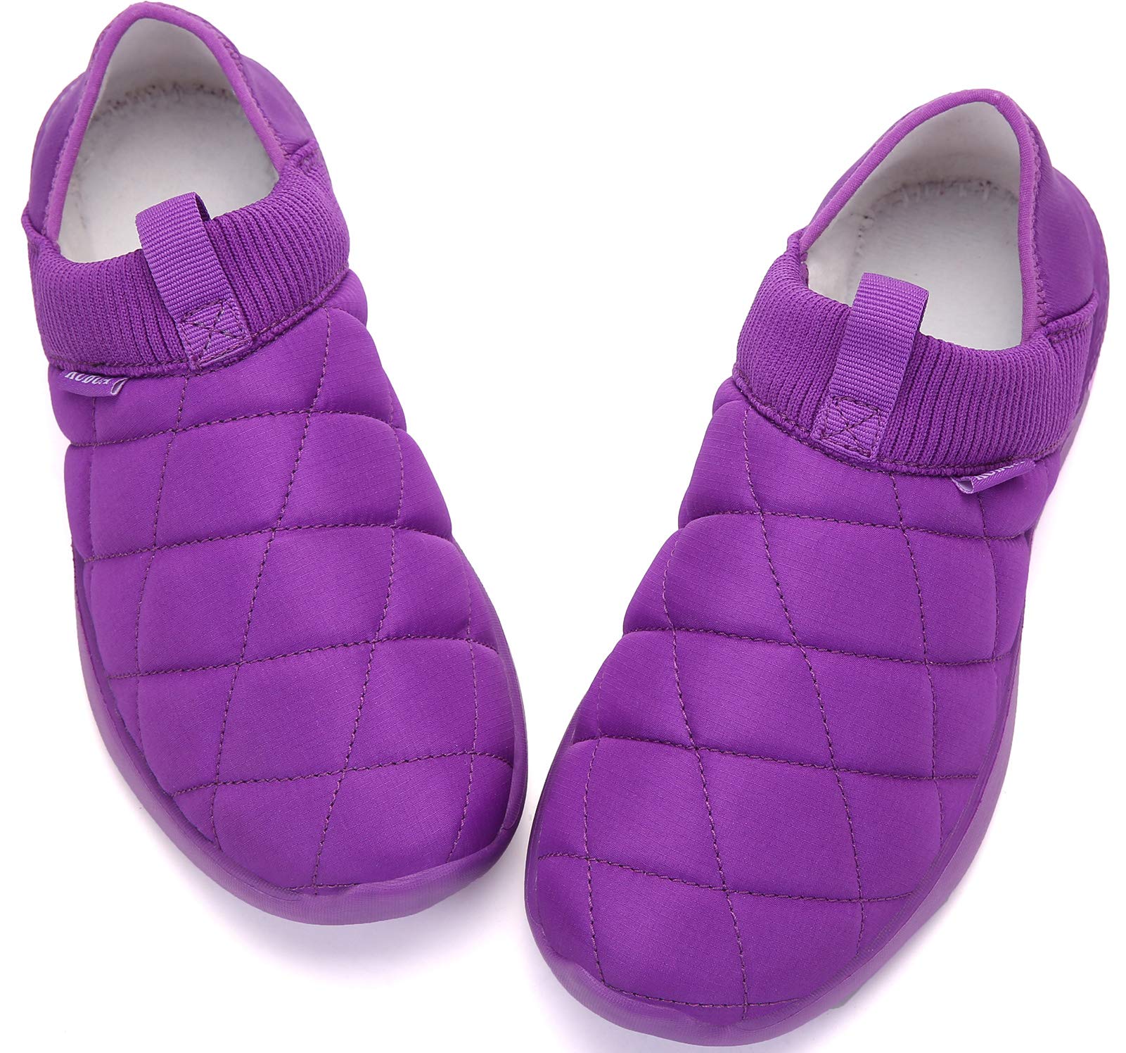 KUBUA Slippers for Men and Womens Indoor House Shoes Plush Slip on Outdoor Garden Loafers Purple 9 Women / 7 Men