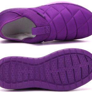 KUBUA Slippers for Men and Womens Indoor House Shoes Plush Slip on Outdoor Garden Loafers Purple 9 Women / 7 Men