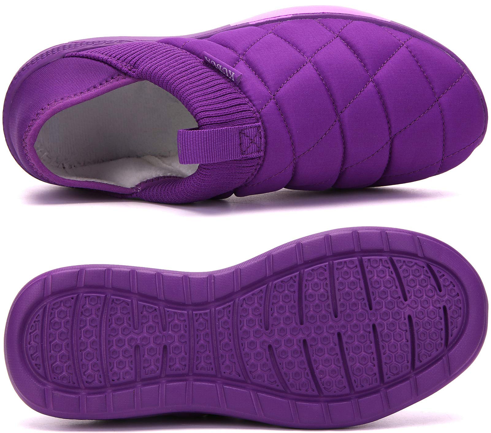 KUBUA Slippers for Men and Womens Indoor House Shoes Plush Slip on Outdoor Garden Loafers Purple 9 Women / 7 Men