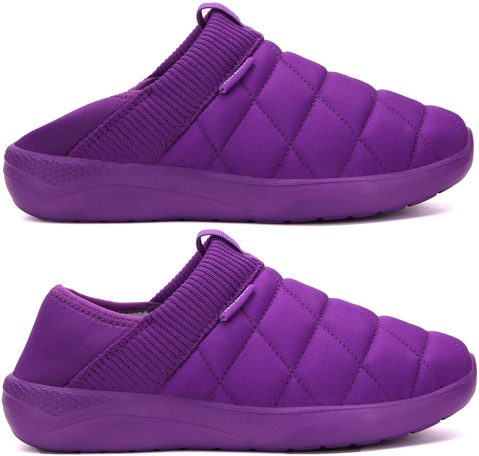 KUBUA Slippers for Men and Womens Indoor House Shoes Plush Slip on Outdoor Garden Loafers Purple 9 Women / 7 Men