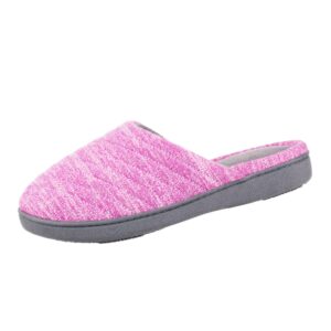 isotoner womens andrea space knit slide slipper, vividly violet, 9.5-10 us