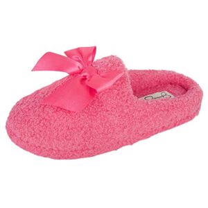 jessica simpson women's plush marshmallow slide on house slipper clog with memory foam, fuschia, small