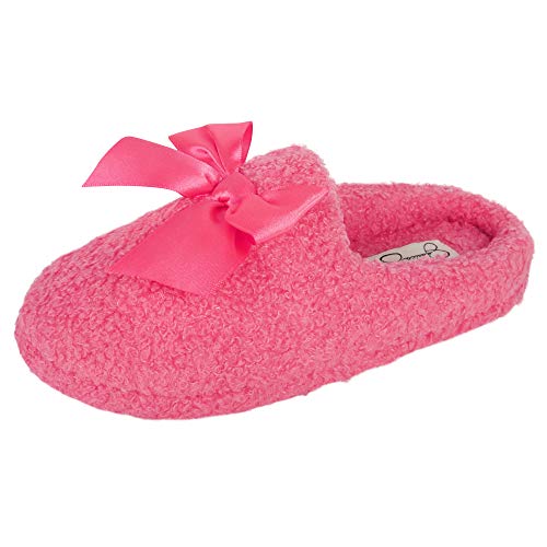 Jessica Simpson Women's Plush Marshmallow Slide on House Slipper Clog with Memory Foam, Fuschia, Small