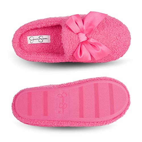 Jessica Simpson Women's Plush Marshmallow Slide on House Slipper Clog with Memory Foam, Fuschia, Small