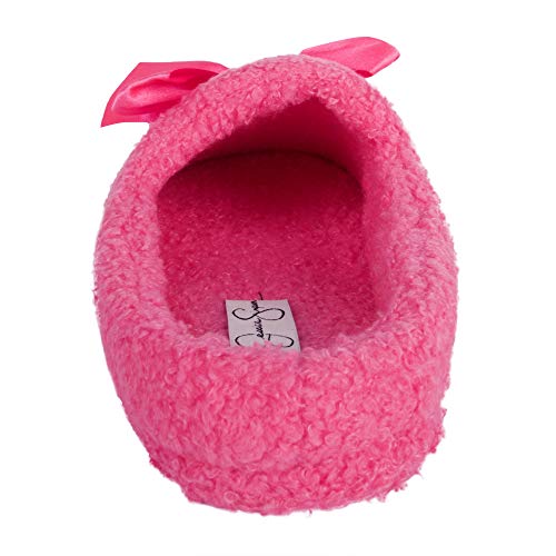 Jessica Simpson Women's Plush Marshmallow Slide on House Slipper Clog with Memory Foam, Fuschia, Small