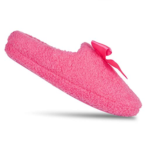 Jessica Simpson Women's Plush Marshmallow Slide on House Slipper Clog with Memory Foam, Fuschia, Small