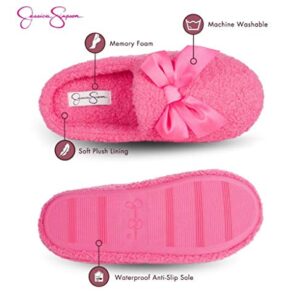 Jessica Simpson Women's Plush Marshmallow Slide on House Slipper Clog with Memory Foam, Fuschia, Small