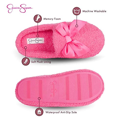 Jessica Simpson Women's Plush Marshmallow Slide on House Slipper Clog with Memory Foam, Fuschia, Small