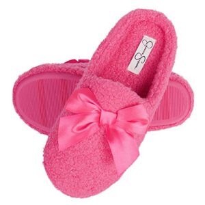 Jessica Simpson Women's Plush Marshmallow Slide on House Slipper Clog with Memory Foam, Fuschia, Small