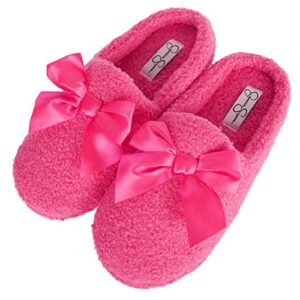 Jessica Simpson Women's Plush Marshmallow Slide on House Slipper Clog with Memory Foam, Fuschia, Small