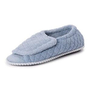 muk luks womens women's marylou adjustable open toe full foot slipper, freesia blue, large us