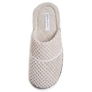 laura ashley women's spa slip-on rugged scuff slippers | non-slip house slippers with cushioned insole for ladies