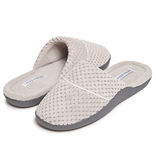 Laura Ashley Women's Spa Slip-On Rugged Scuff Slippers | Non-Slip House Slippers with Cushioned Insole for Ladies