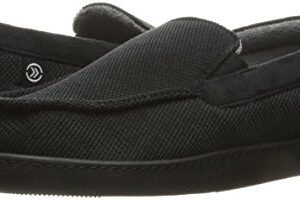 Isotoner Mens Diamond Corduroy Indoor/Outdoor Slipper With Memory Foam Moccasin, Black, 13-14 US