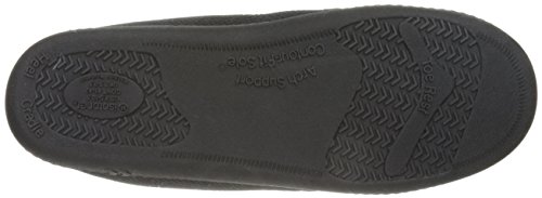 Isotoner Mens Diamond Corduroy Indoor/Outdoor Slipper With Memory Foam Moccasin, Black, 13-14 US