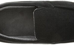 Isotoner Mens Diamond Corduroy Indoor/Outdoor Slipper With Memory Foam Moccasin, Black, 13-14 US