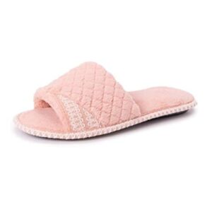 muk luks women's sally micro chenille slipper, rose gold, medium