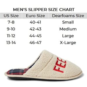 Dearfoams Men's Funny Ugly Christmas Sweater Holiday Scuff Slipper, Feelin Jolly, X-Large