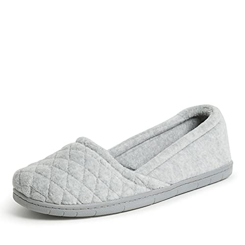 Dearfoams womens Katie Microfiber Velour Espadrille Slipper, Light Heather Grey, Large US