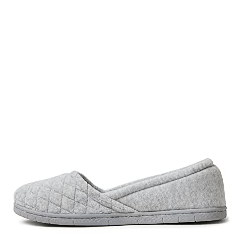 Dearfoams womens Katie Microfiber Velour Espadrille Slipper, Light Heather Grey, Large US