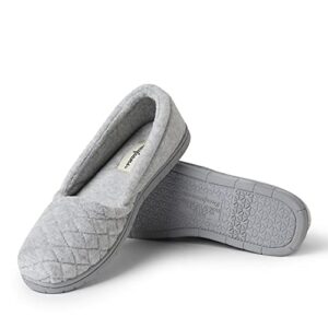 Dearfoams womens Katie Microfiber Velour Espadrille Slipper, Light Heather Grey, Large US