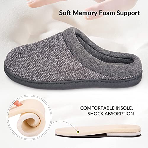 HomeTop Women's Comfort Slip On Memory Foam Slippers French Terry Lining House Slippers w/Durable Sole (Medium / 7-8 B(M) US, Light Gray)