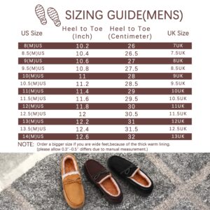 shoeslocker Men's Slippers Warm Soft Plush Memory Foam House Slippers for Men Comfortable Bedroom Moccasin Slippers Non-Slip Indoor Outdoor Brown Size 14