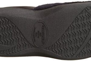 isotoner Women's Microterry PillowStep Satin Cuff Clog Slippers, Black, 7.5-8 B(M) US