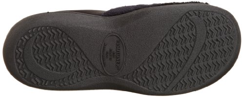 isotoner Women's Microterry PillowStep Satin Cuff Clog Slippers, Black, 7.5-8 B(M) US