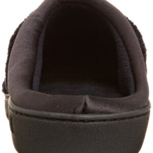 isotoner Women's Microterry PillowStep Satin Cuff Clog Slippers, Black, 7.5-8 B(M) US