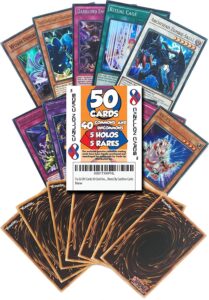 yu-gi-oh! cards 50 card assorted lot (commons/uncommons,holos, rares) by cazillion cards