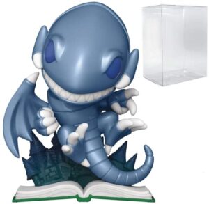 pop yu-gi-oh! - blue eyes toon dragon (mettalic) funko vinyl figure (bundled with compatible box protector case), multicolor, 3.75 inches