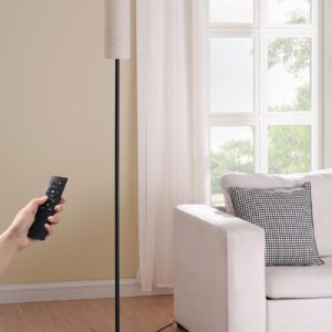 EDISHINE LED Corner Floor Lamp for Living Room, 65" Standing Tall Reading Lamp with Remote, Minimalist Dimmable Pole Lighting for Bedroom, Office, Kids Room, Bulb Included, 2700K-6000K (Black)