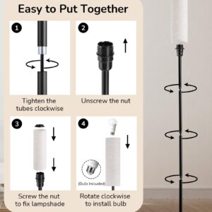 EDISHINE LED Corner Floor Lamp for Living Room, 65" Standing Tall Reading Lamp with Remote, Minimalist Dimmable Pole Lighting for Bedroom, Office, Kids Room, Bulb Included, 2700K-6000K (Black)