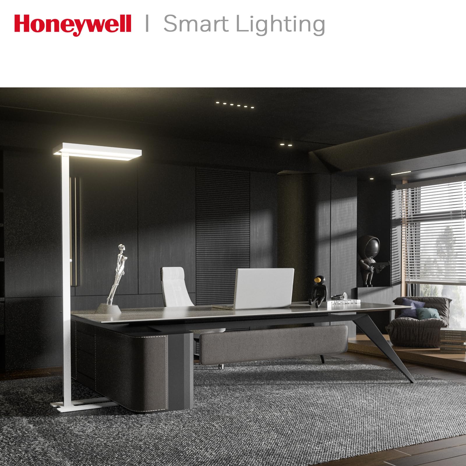 Honeywell LED Floor Lamp Modern - 02E Pro Sunturalux™ Eye Caring Standing Light, 10040LM Dimmable Reading Tall Lampara for Home Office Living Room Bedroom,100W,4000K Natural Daylight