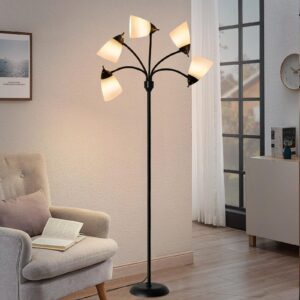 dinglilighting floor lamp tall for room: flexible gooseneck floor lamps standing for bedroom home office - modern floor lights 5-light