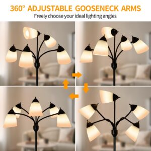 DINGLILIGHTING Floor Lamp Tall for Room: Flexible Gooseneck Floor Lamps Standing for Bedroom Home Office - Modern Floor Lights 5-Light