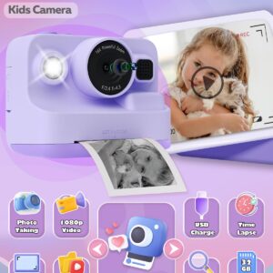 Kids Camera Instant Print, MEETRYE Instant Print Camera for Kids 4-14 Year Old, Christmas Birthday Gifts Digital Camera Toy for 5 6 7 8 9 10 Year Old Girls Boys Toddlers