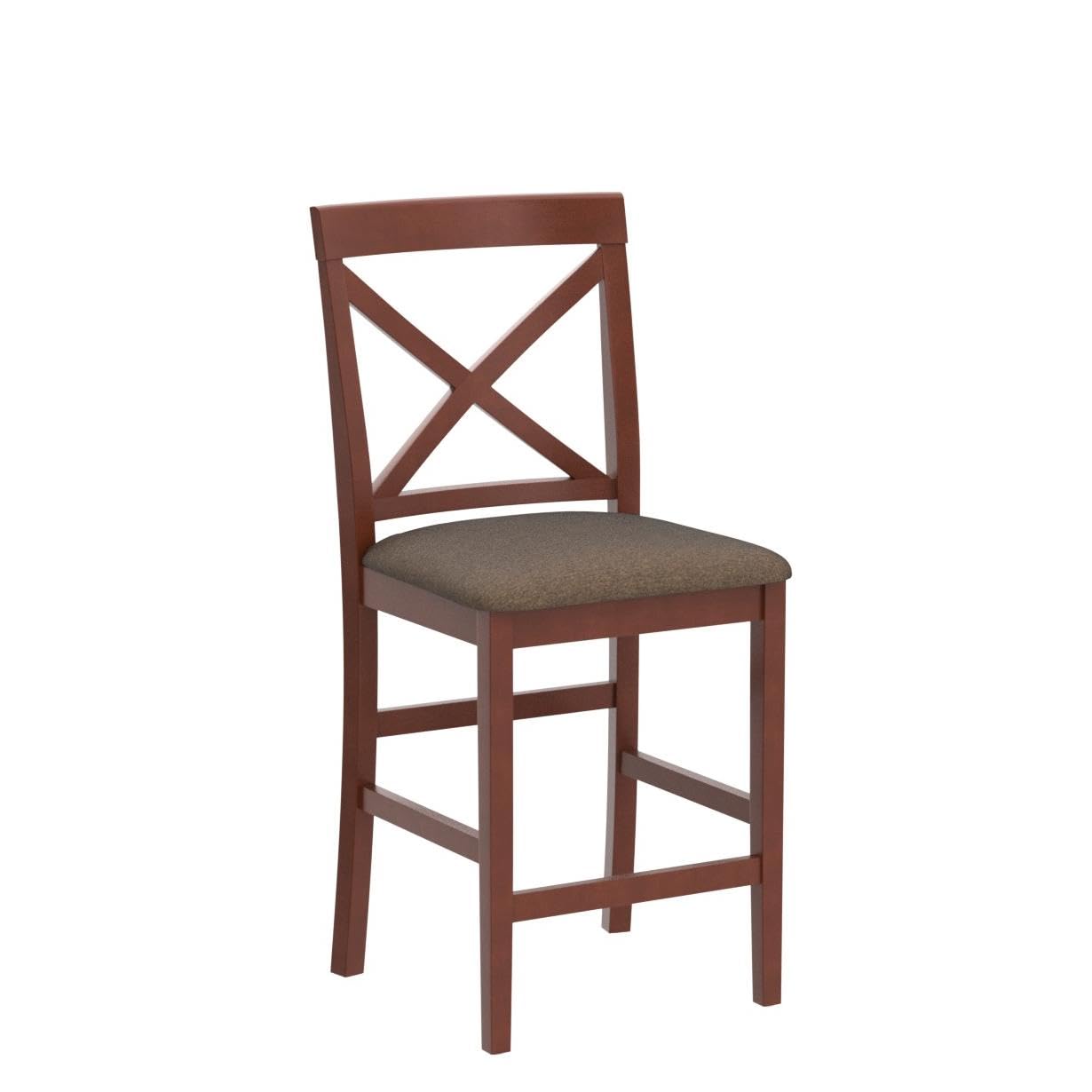 East West Furniture Pub Counter Stool-Linen Fabric Bar Height Dining Chairs, Set of 2, PBS-BRN-C