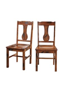 walker edison rustic farmhouse wood distressed dining room chairs kitchen armless dining chairs kitchen, set of 2, brown oak