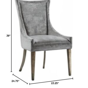 Ultra Dining Chairs Set of 2, Swoop Arm, Curved Back Chenille Upholstery Design, Solid Wood Legs, High Desnity Foam Seat Kitchen Furniture, Dark Grey, 23.25"W x 24.75"D x 39"H